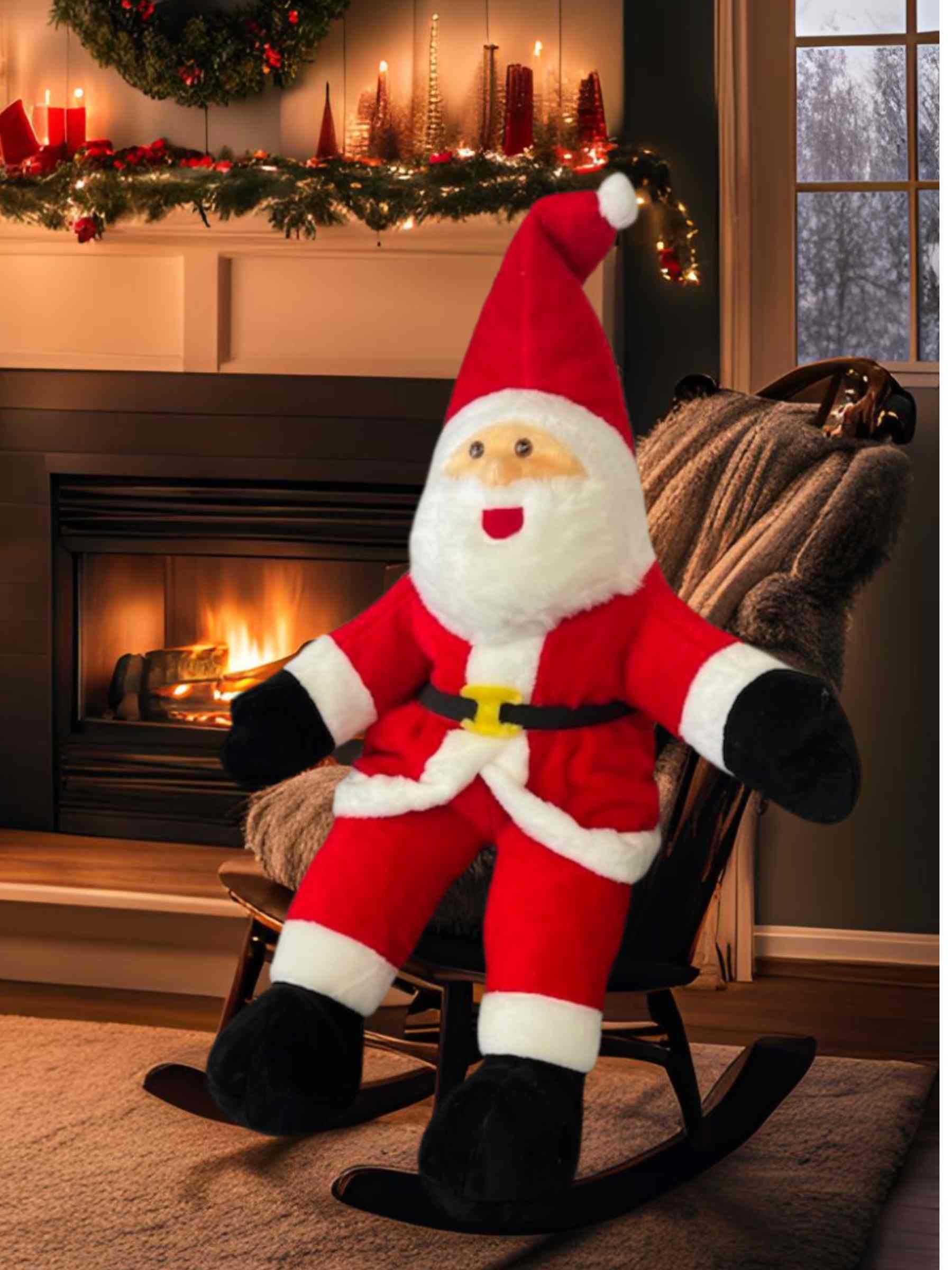 American Made Giant Stuffed Sitting Santa Claus 5 Feet Tall Soft Large ...